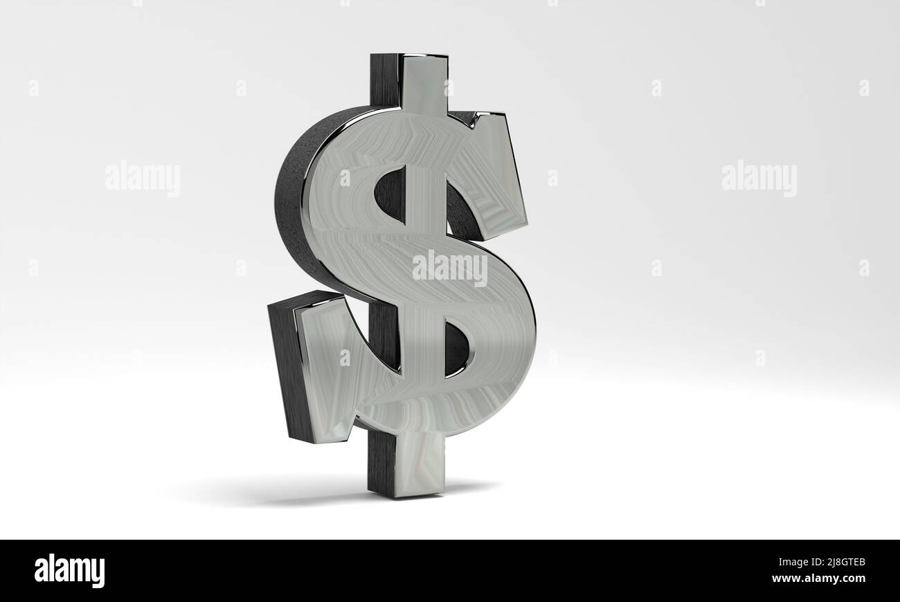 dollar symbol made of steel on a white background. 3D render Stock ...