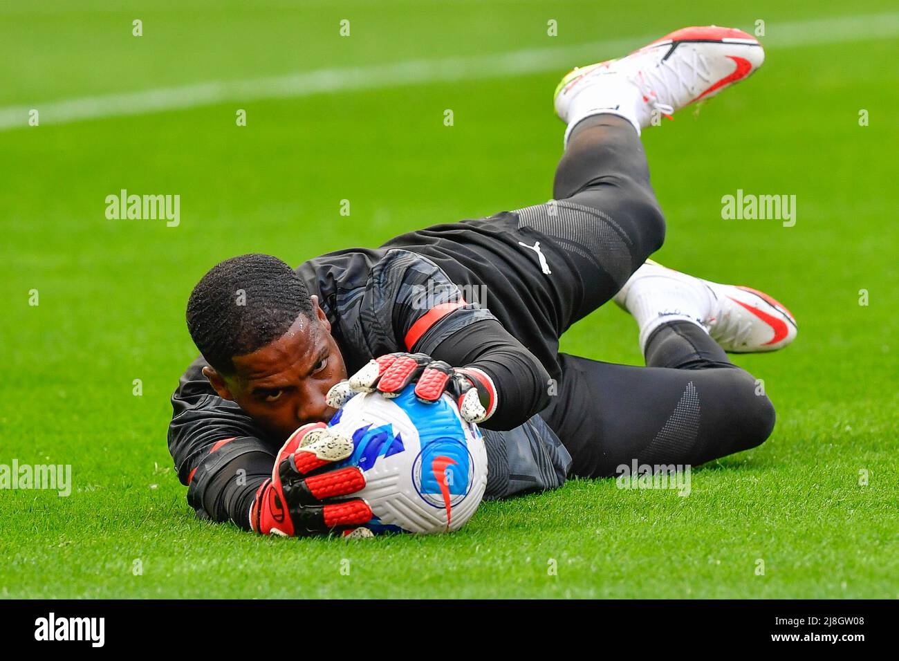 Milano, Italy. 15th May, 2022. Goalkeeper Mike Maignan (16) of AC Milan ...