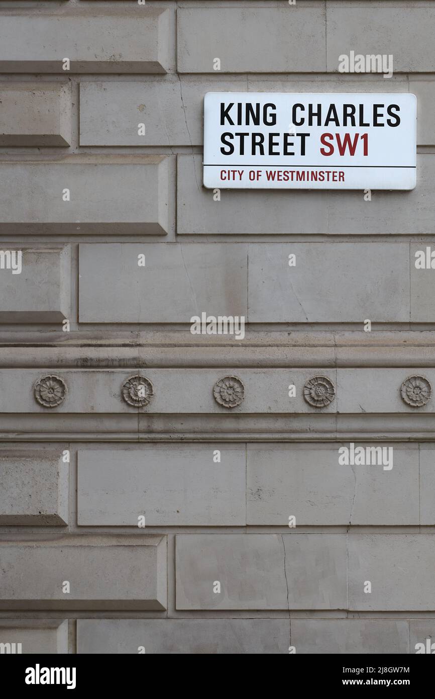 Street sign for King Charles street, Westminster, London, SW1, England ...