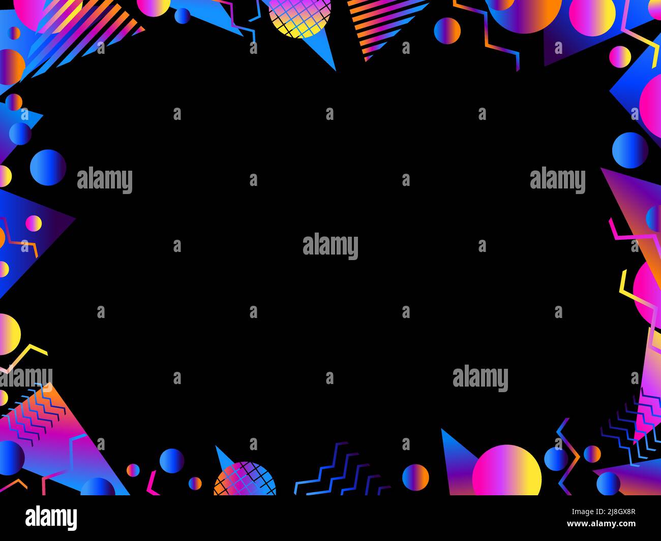 Memphis geometric frame. Border design with geometric shapes in 80s ...