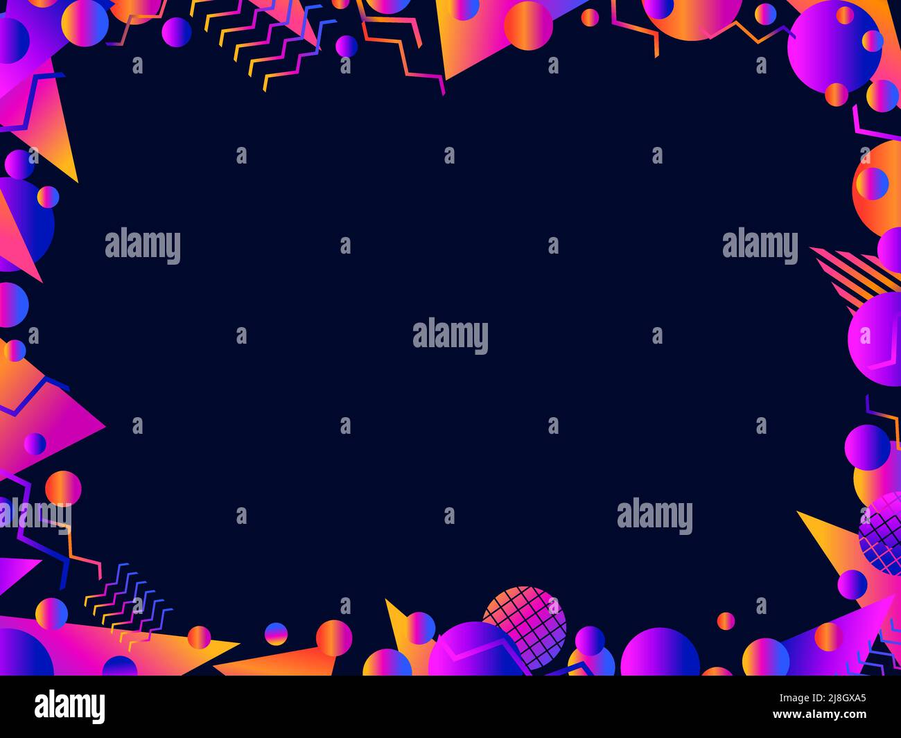 Memphis geometric frame. Border design with geometric shapes in 80s ...