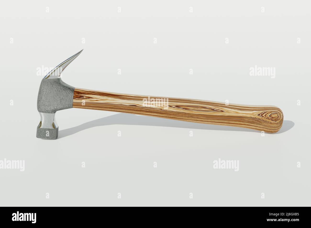 Steel hammer with a wooden handle on a white background. Carpenter's ...