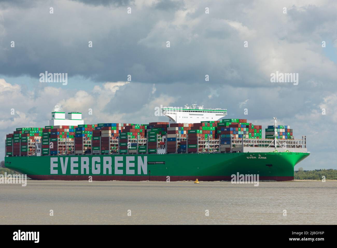Stade, Germany – May 12,2022: Container ship EVER ARM on Elbe river ...