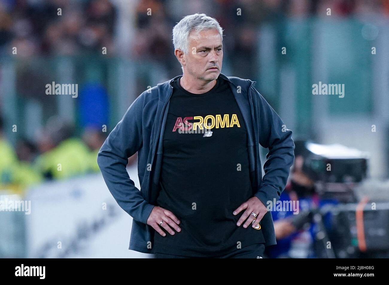 Jose’ Mourinho manager of AS Roma looks on during the Serie A match ...