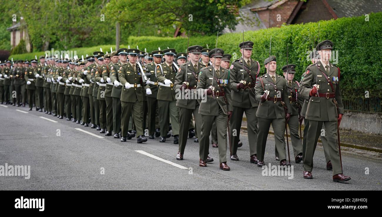 Soldiers march in formation during a ceremony to mark the centenary of ...