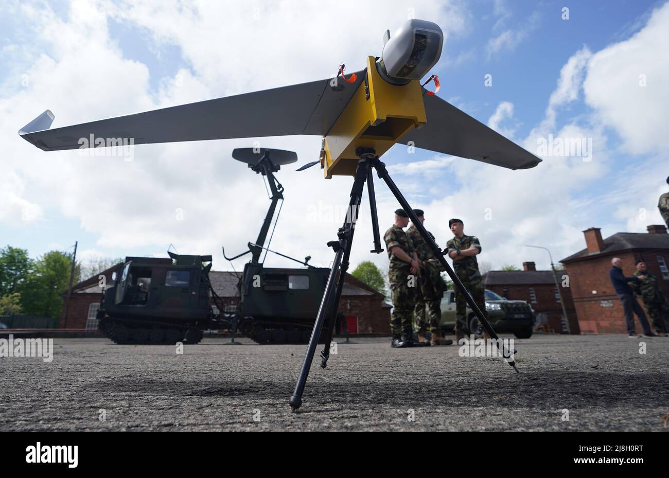 An Israeli made Obiter 2b surveillance drone on display during a ...