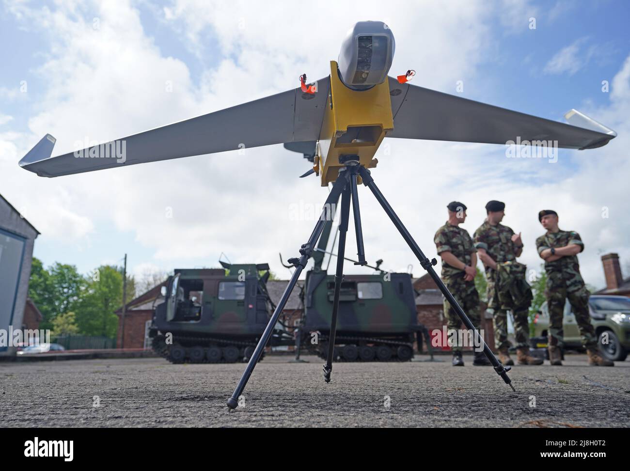 An Israeli made Obiter 2b surveillance drone on display during a ...