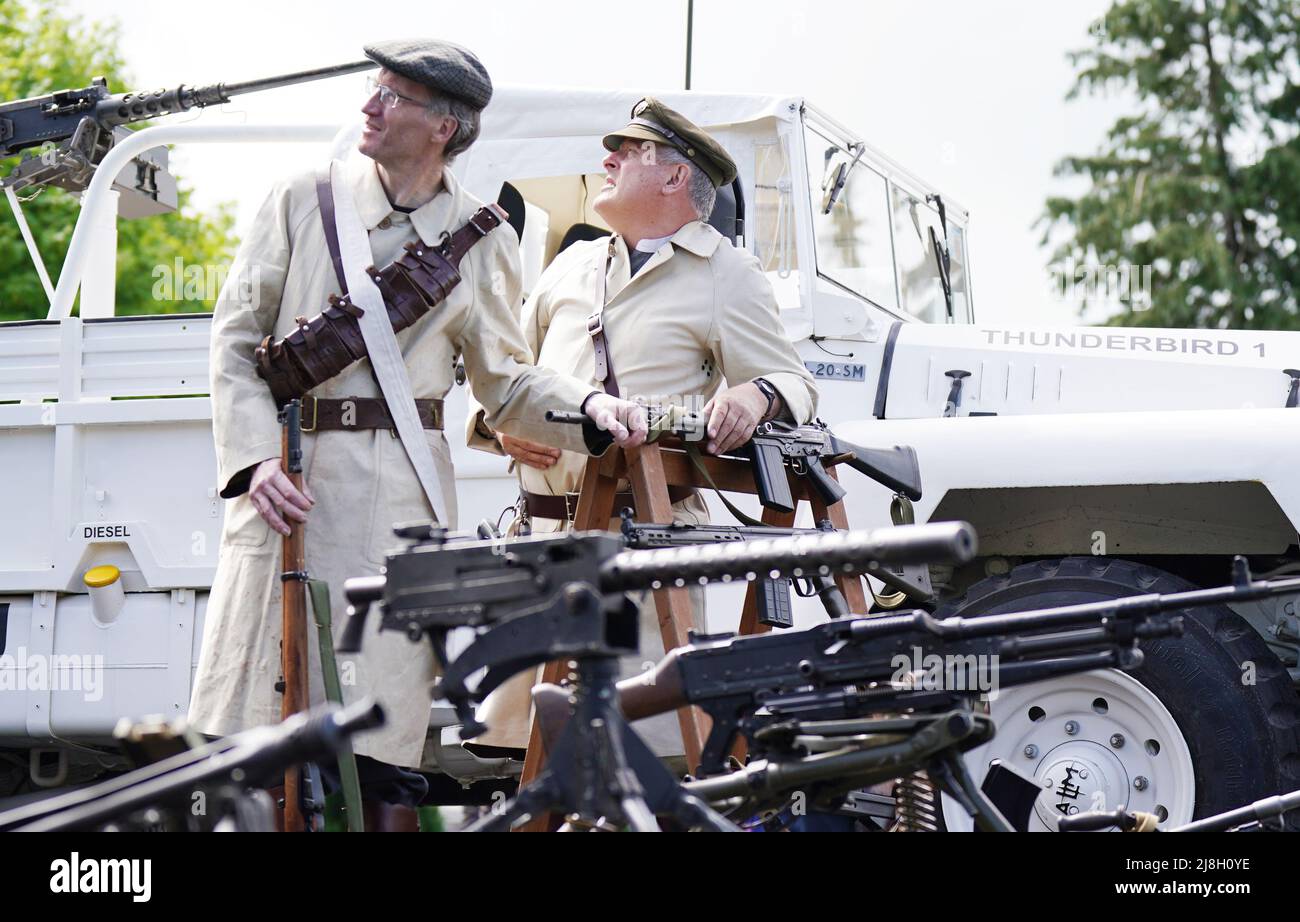 Military re-enactors Neil Fogarty (left) and Finbarr Rush watch an Air ...