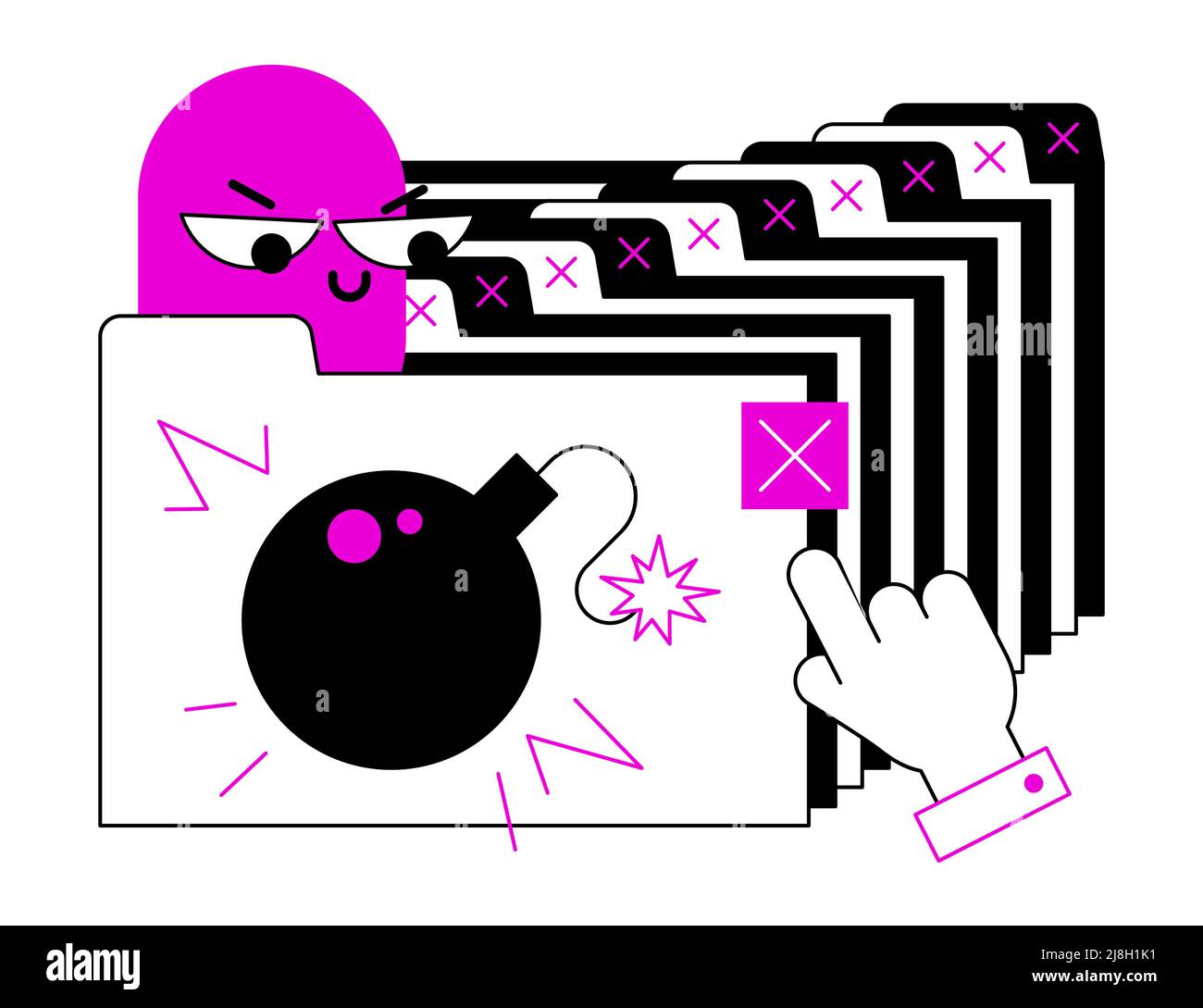 File with a dangerous virus - colorful flat design style illustration ...