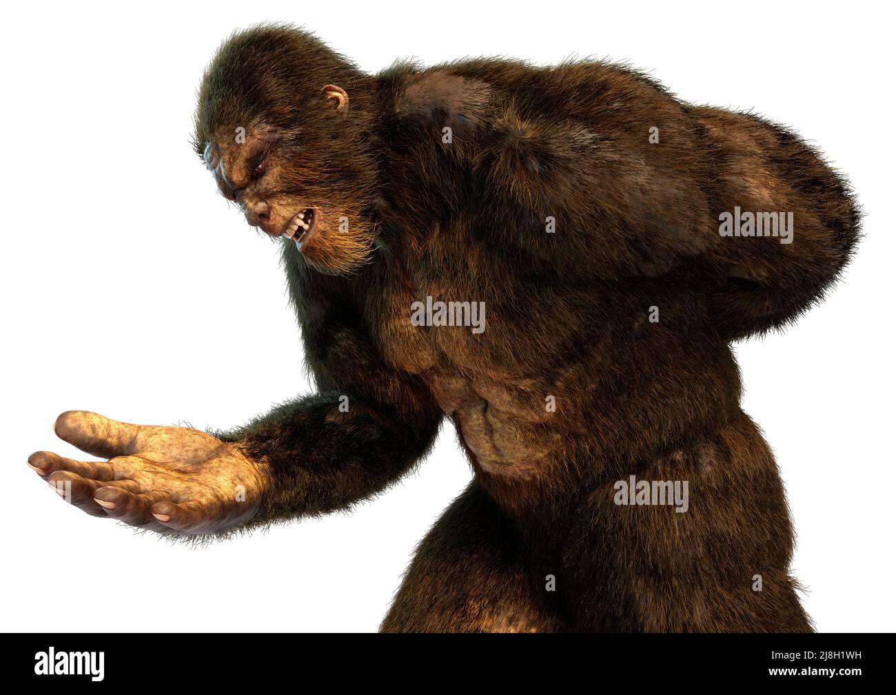 3D rendering of a Sasquatch or Bigfoot isolated on white background ...