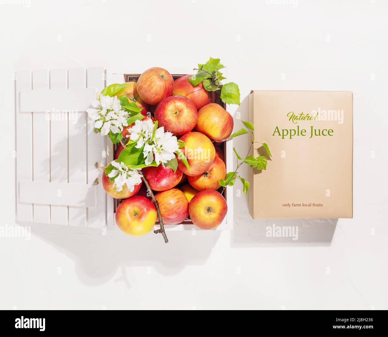 Promotion, mock up of natural apple juice. Farm season apple in a ...