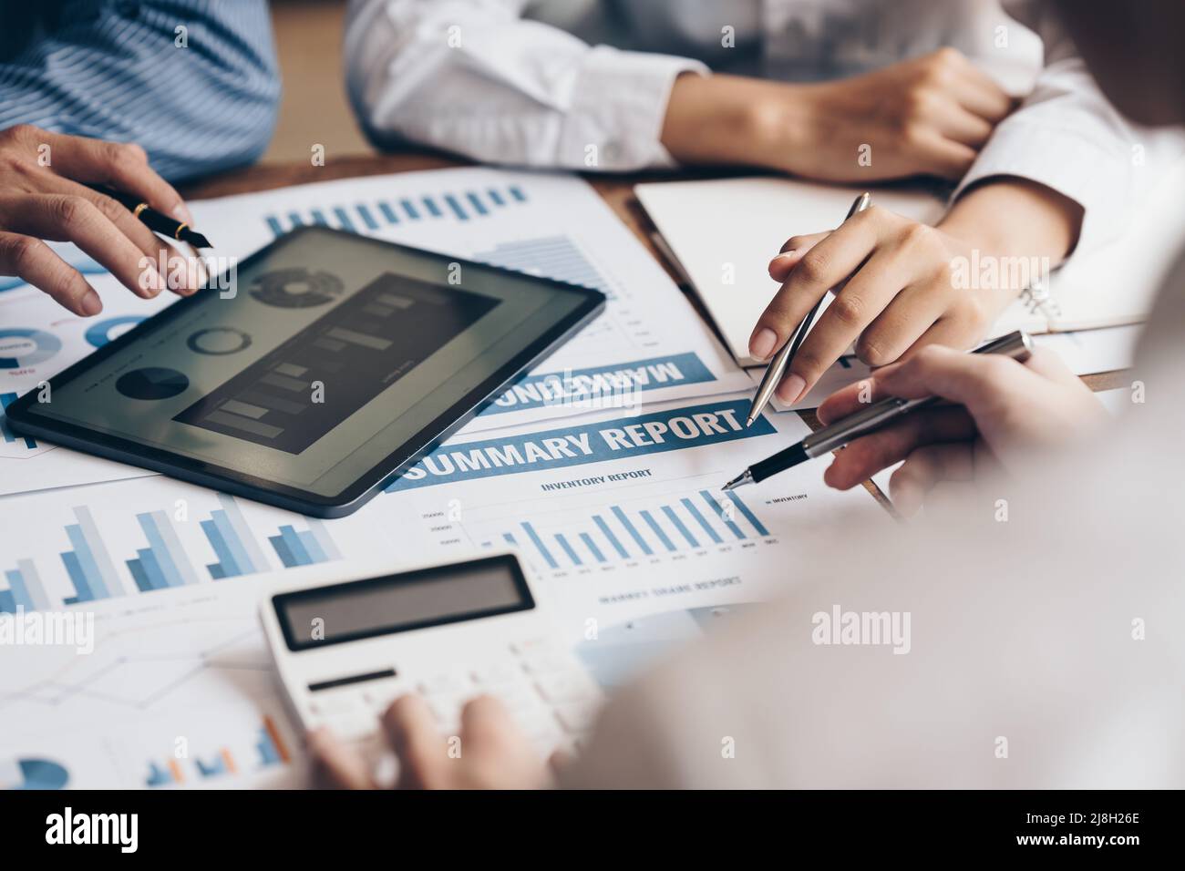 Business team meeting present finance growth and making plan to future ...