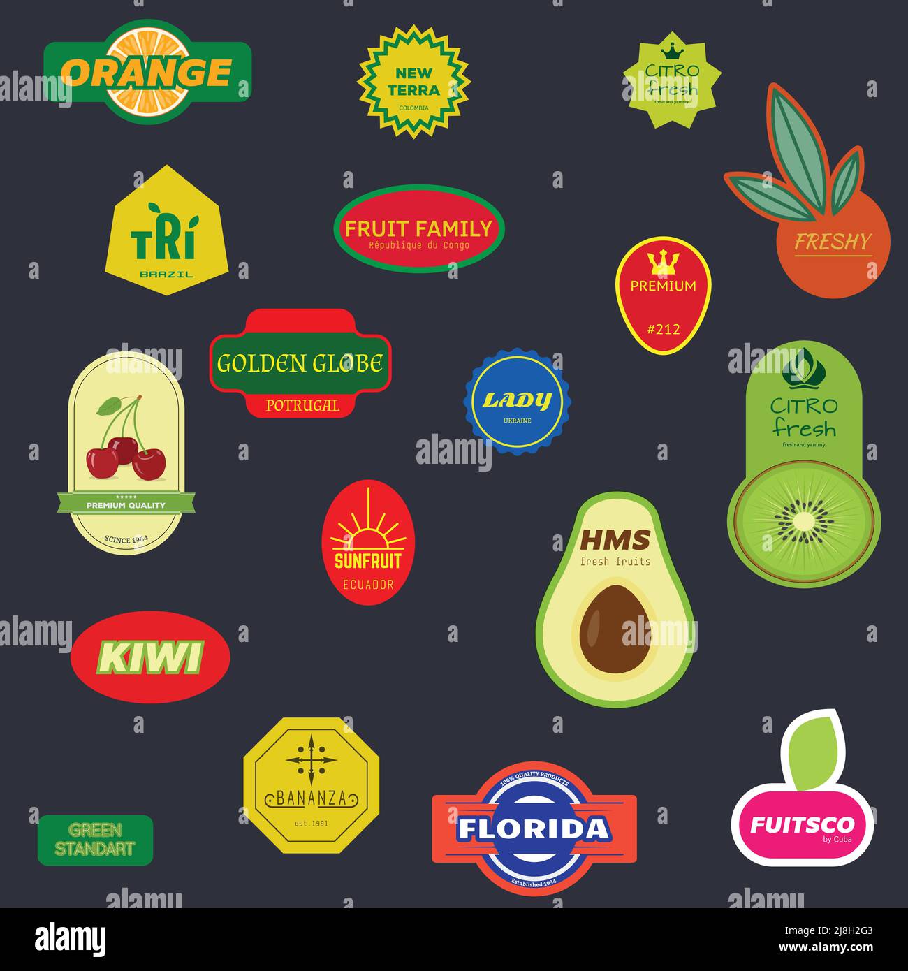 Label fruit emblem Stock Vector Images - Alamy
