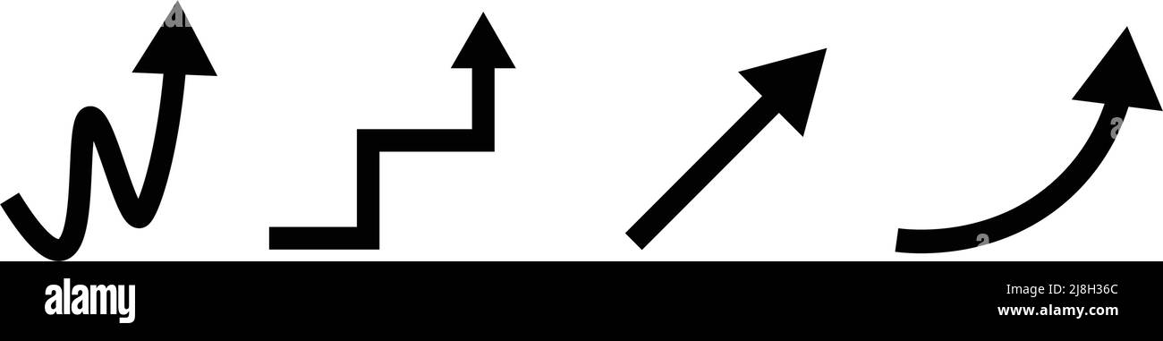 A set of icons with a diagonal upward arrow indicating an increase or ...