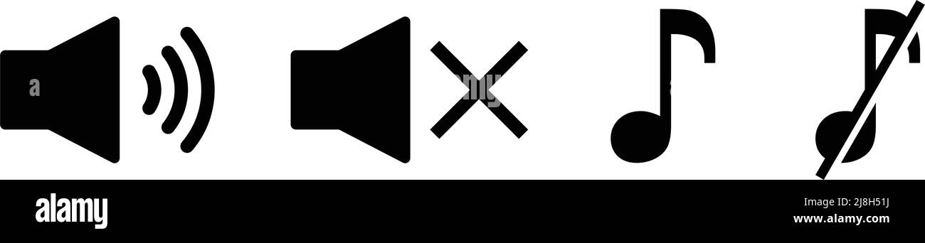 Volume icon and mute icon. A set of musical note icons. Editable vector ...