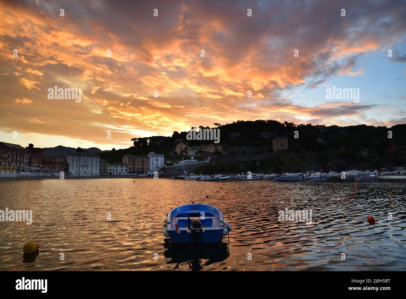 View of a wonderful sunrise, with colors and lights that give a magical ...