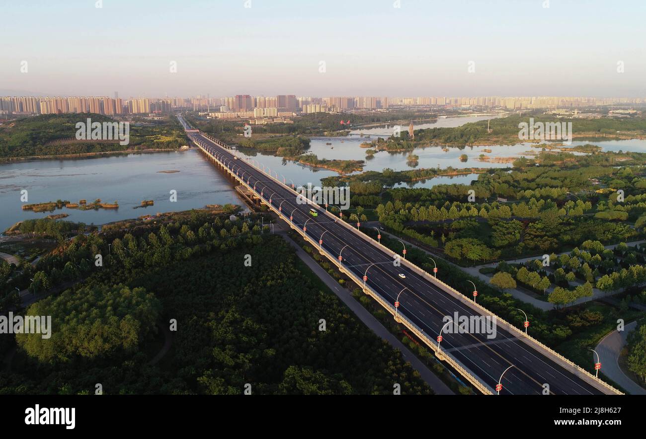 Shijiazhuang. 16th May, 2022. Aerial photo taken on May 16, 2022 shows ...