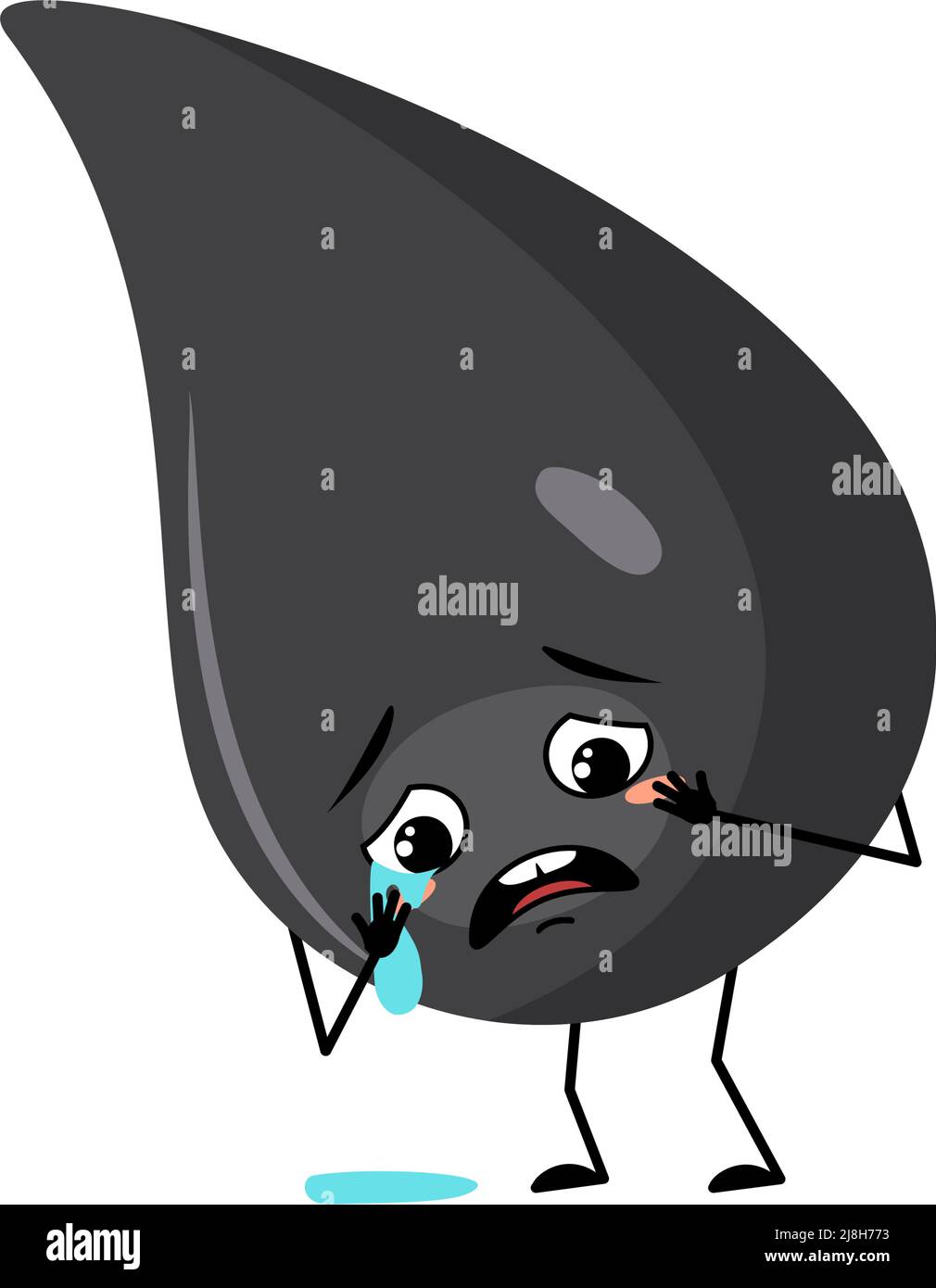 Cute fuel or gasoline drop character with crying and tears emotion, sad ...