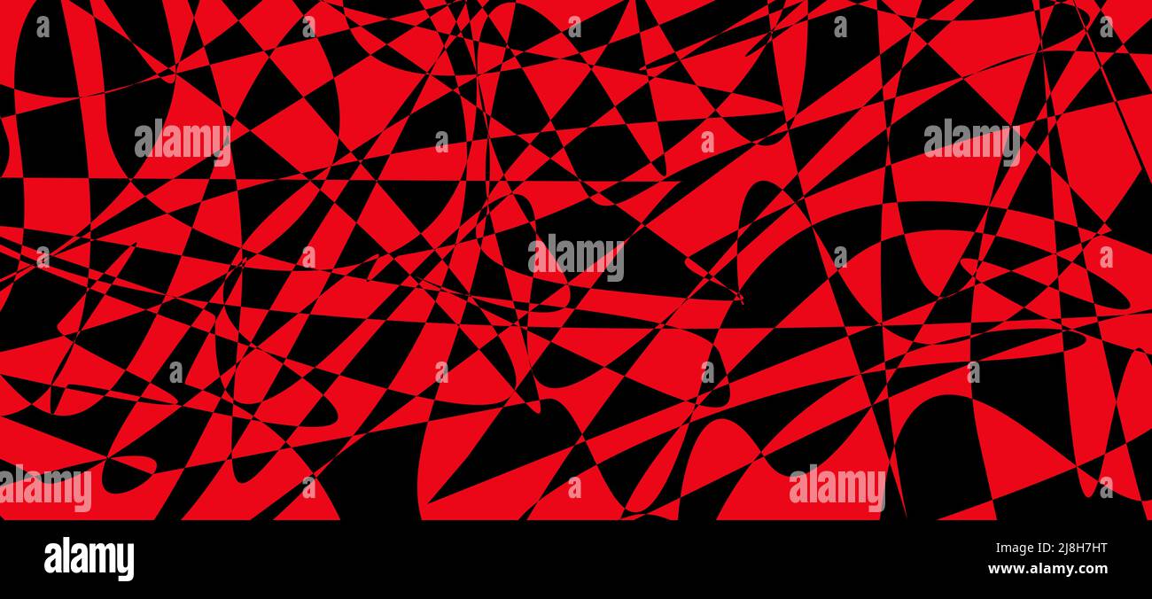 Futuristic chaotic red and black lines and shapes for abstract backdrop ...