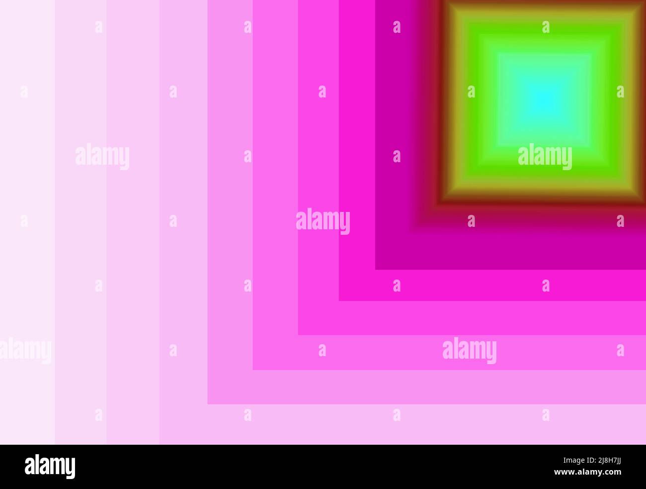 Vivid Neon Green 3D Square with Gradient Hot Pink Multiple Layers Frame ...