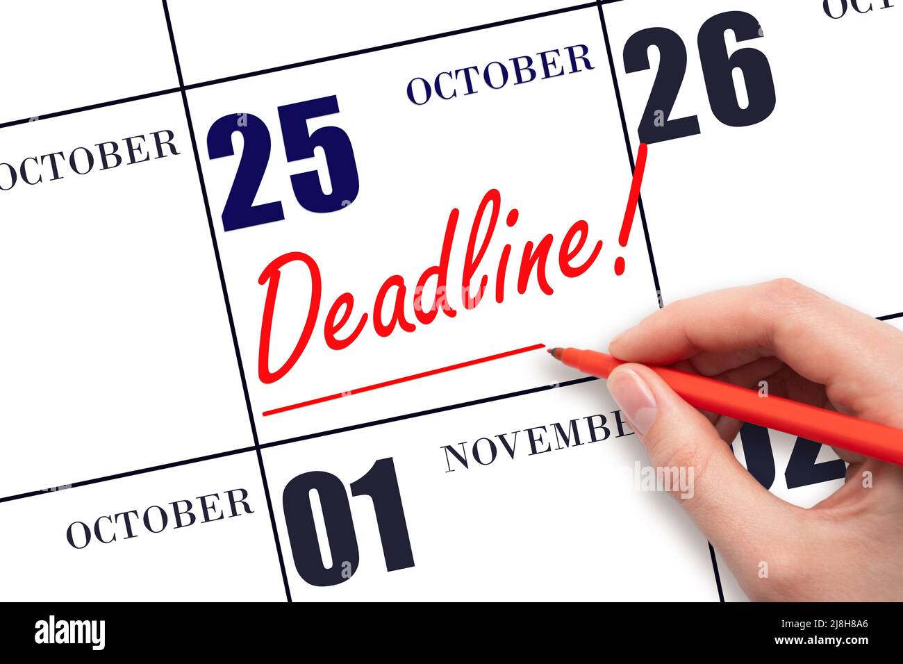 25th day of October. Hand drawing red line and writing the text ...
