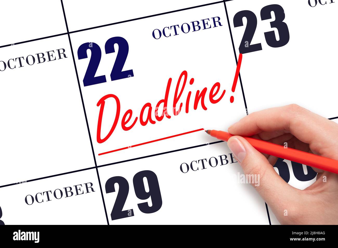 22nd day of October. Hand drawing red line and writing the text ...