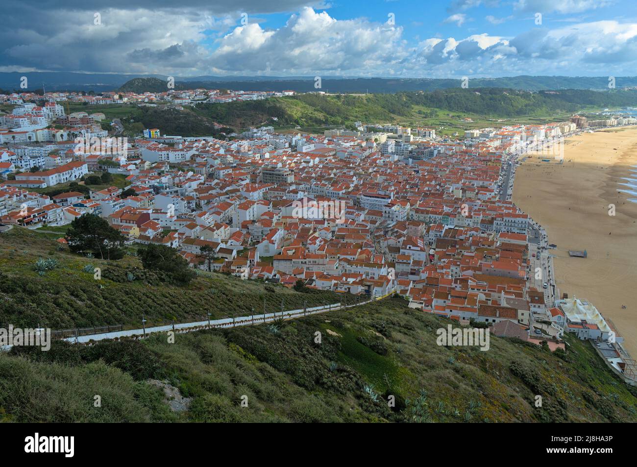 Overview of the Village of Nazare and Sea, Famous Surf Destination ...