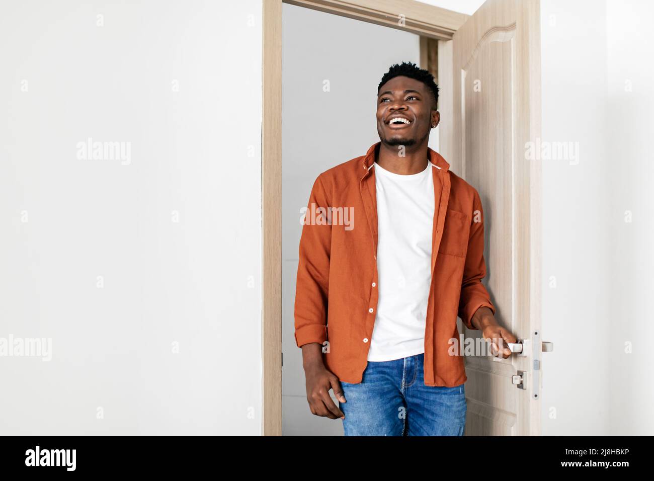 Excited young man entering hi-res stock photography and images - Alamy