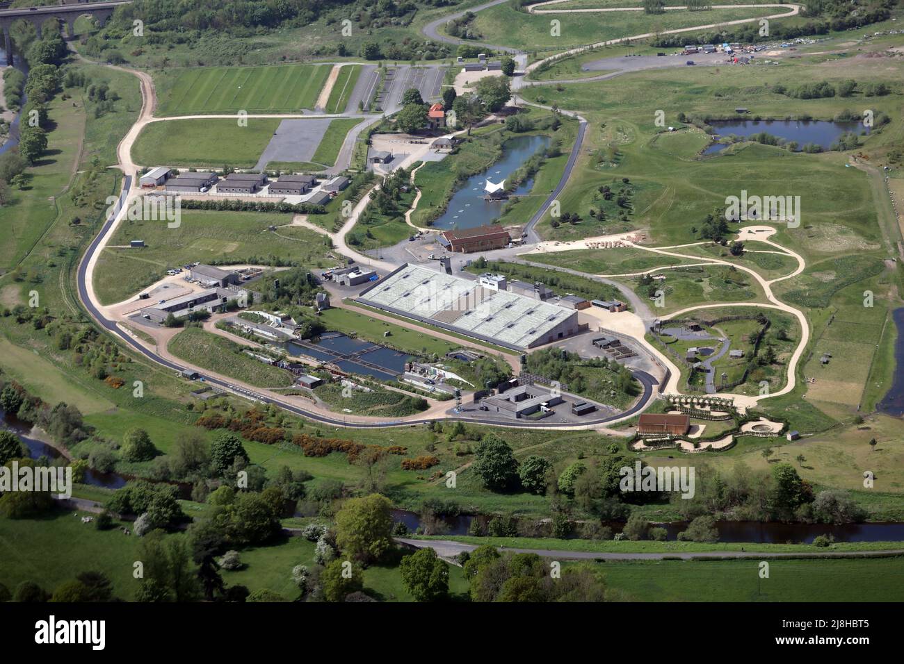 aerial view of The Kynren site at Bishop Auckland, County Durham Stock ...