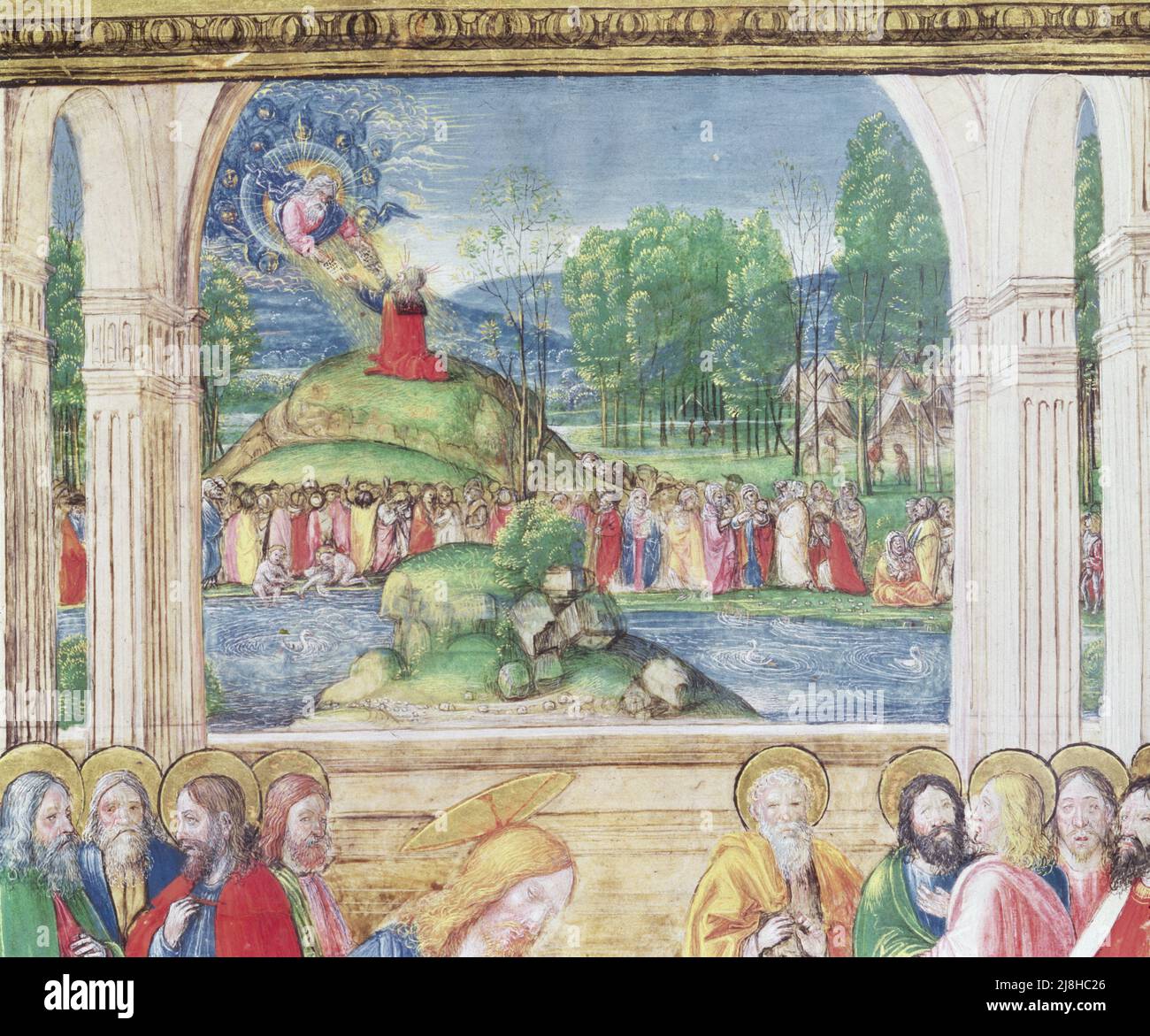 Angels playing musical instruments, detail from a predella panel of an ...