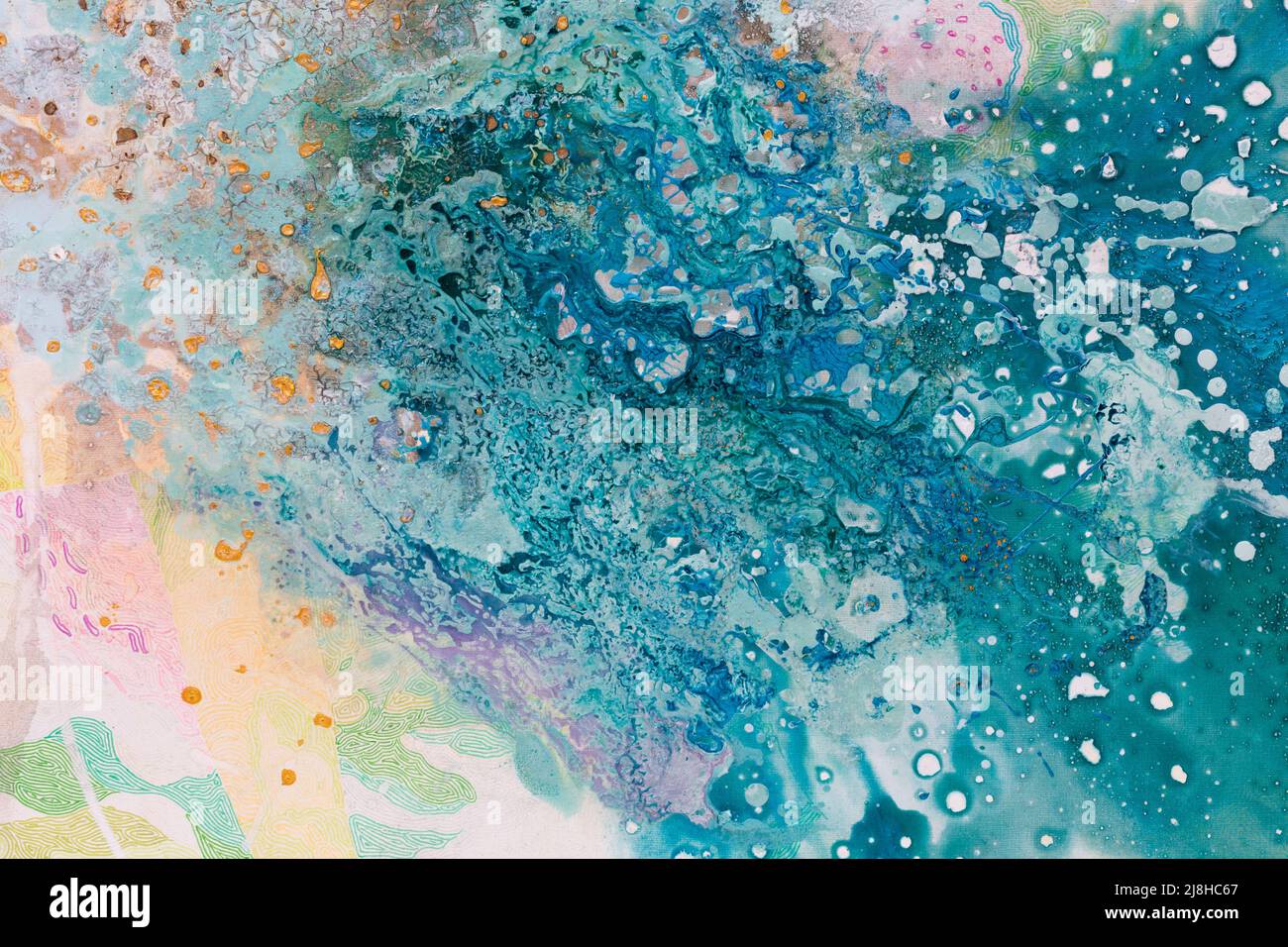 Blue color explosion. Different background in oil picture Stock Photo ...