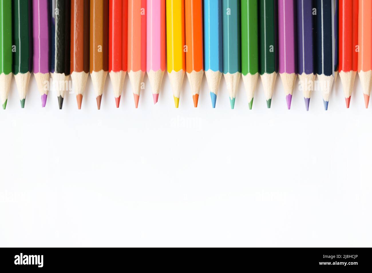 A Set Of Colored Pencils Isolated On A White Background In Banner A Set Of Colored Pencils Isolated On A White Background In Banner