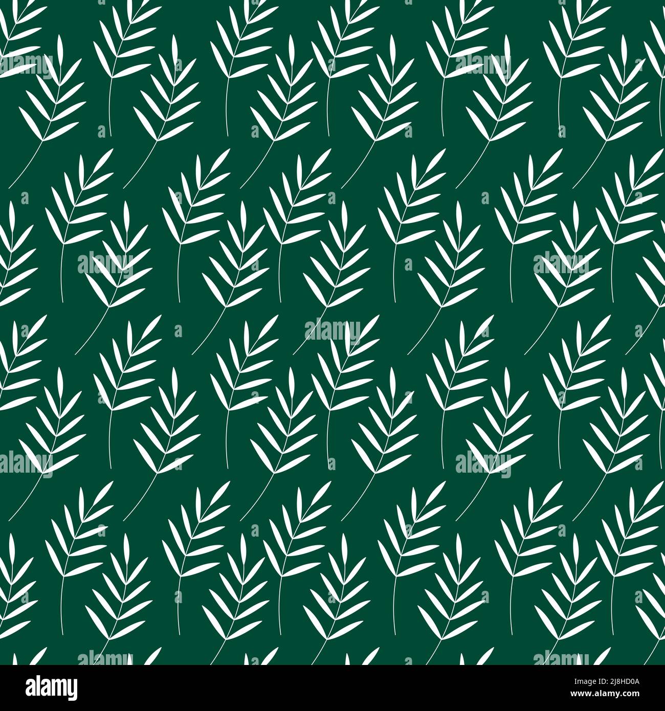 Leaf pattern. Silhouettes of white leaves on green background. Vector ...