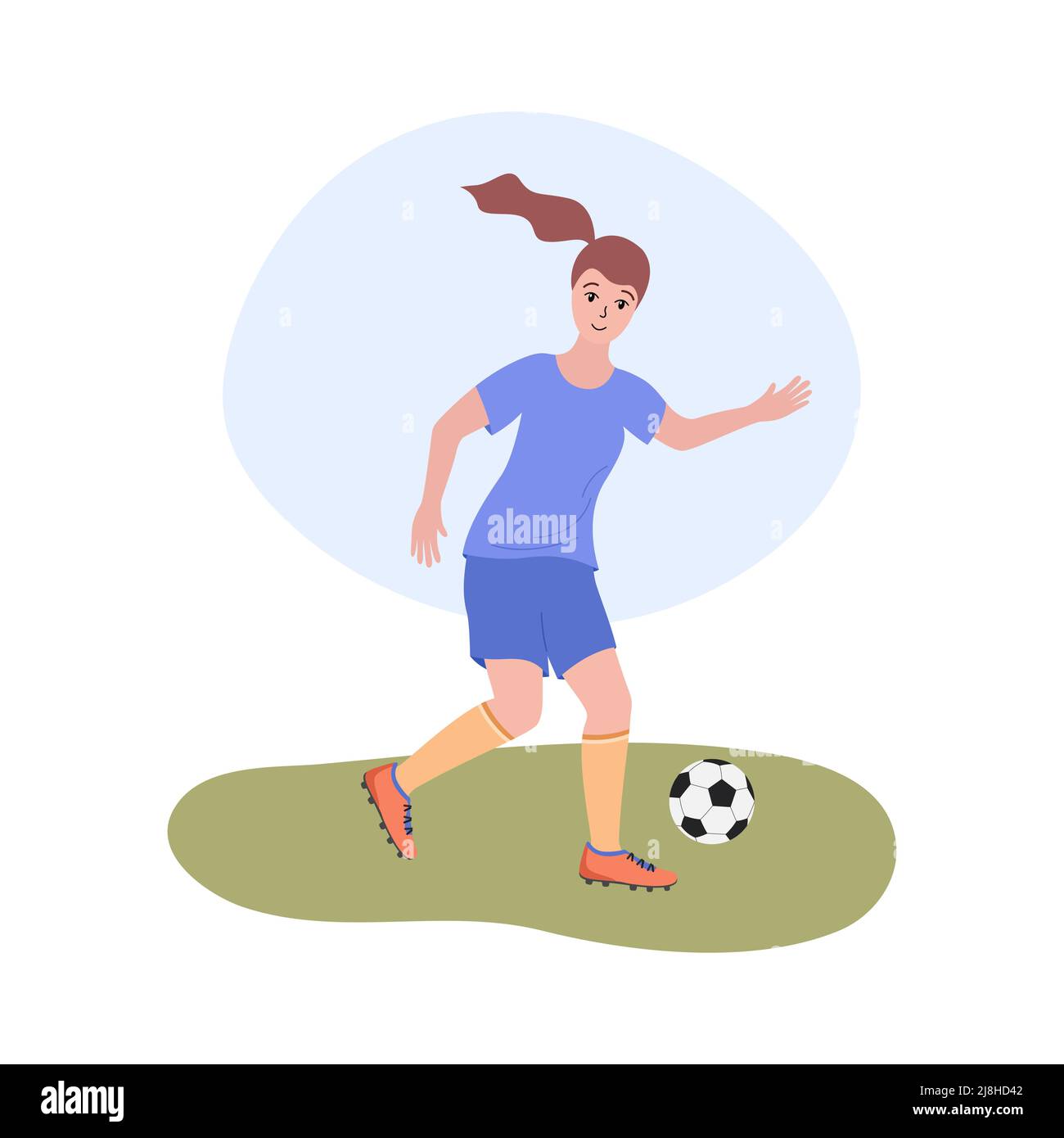 Womens football. Female soccer. Flat vector illustration of woman ...