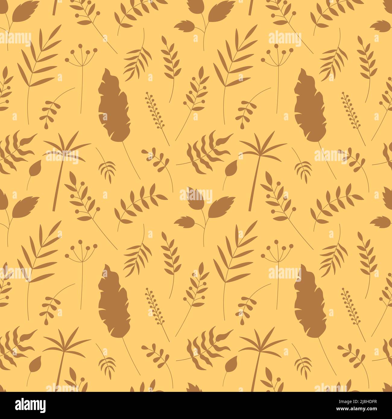 Plants pattern. Vector seamless tiled background with leaves and ...