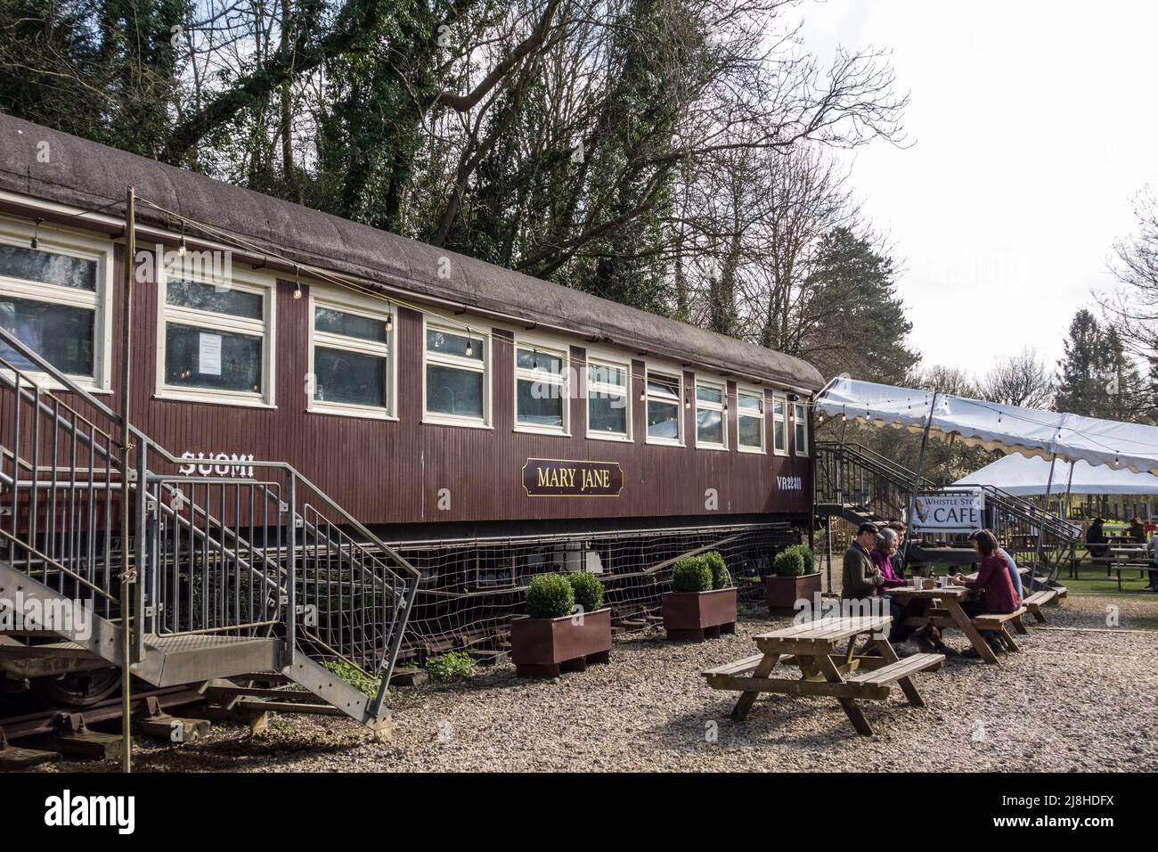 Old train carriage converted into Cafe, Tetbury, Gloucestershire, UK ...