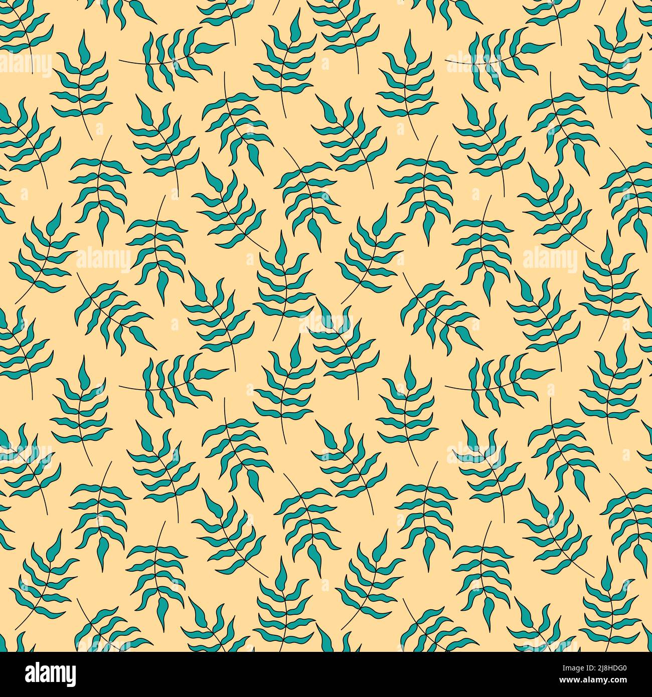 Leaf pattern. Vector seamless background with tropical leaves. Hand ...