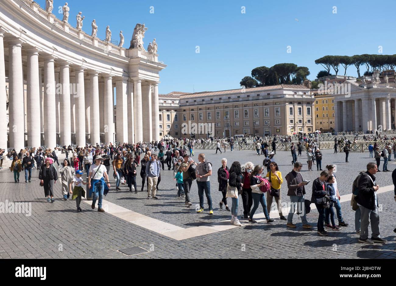 Tourists queue to visit St Peters Vatican City Rome Italy Stock Photo ...