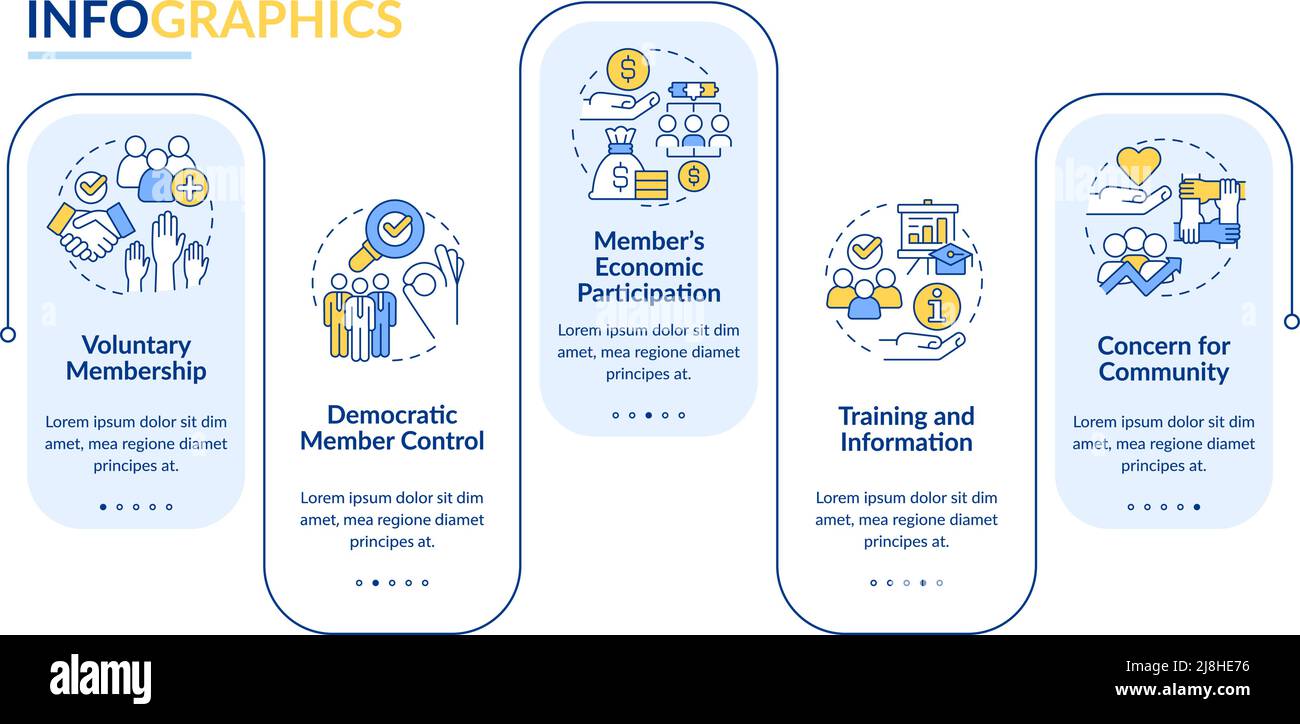 Cooperative principles rectangle infographic template Stock Vector ...