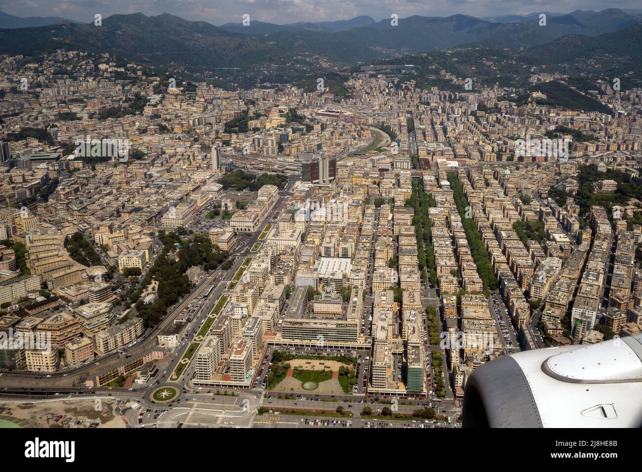 genoa aerial view cityscape while landing panorama Stock Photo - Alamy