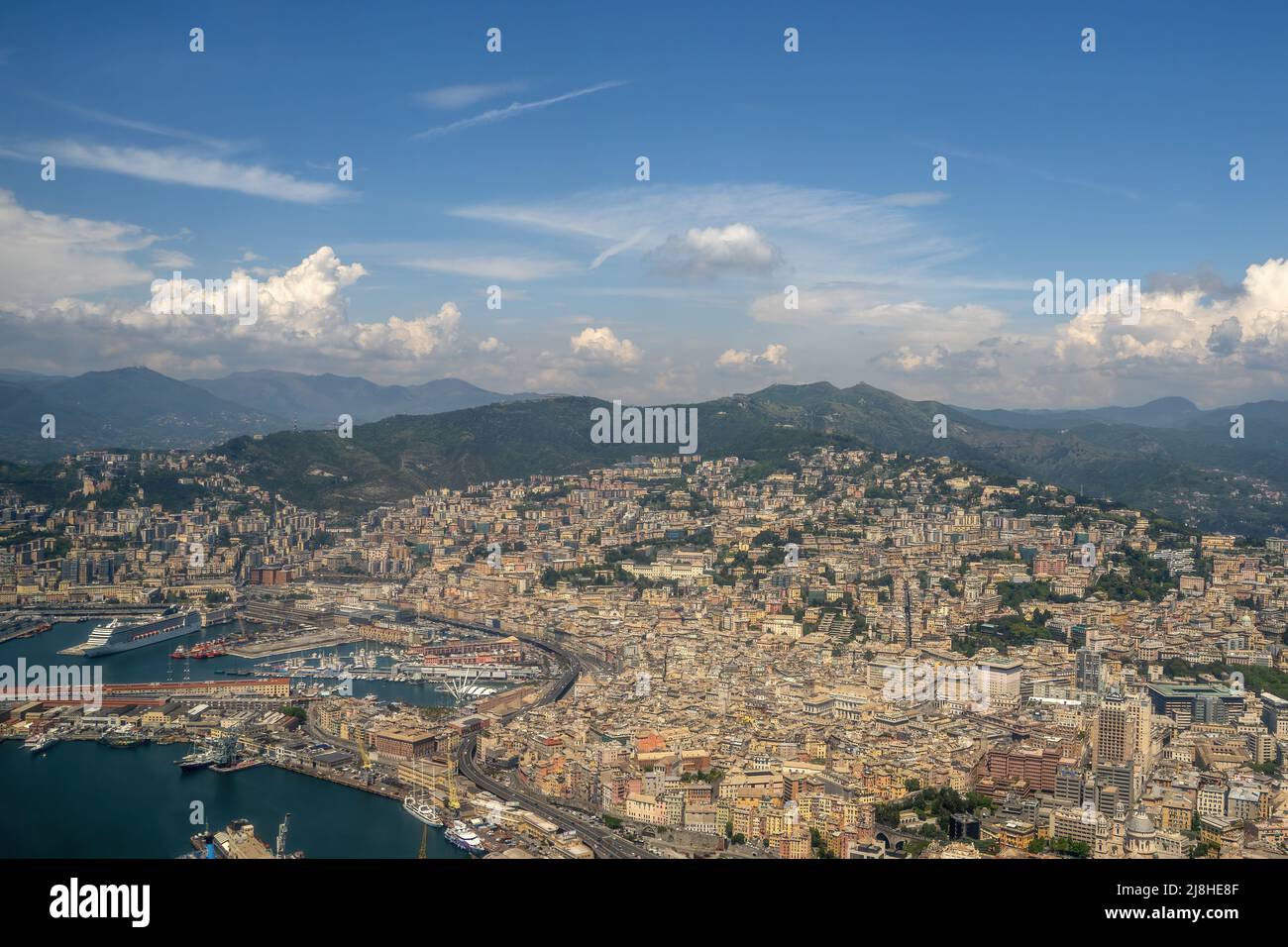 genoa aerial view cityscape while landing panorama Stock Photo - Alamy