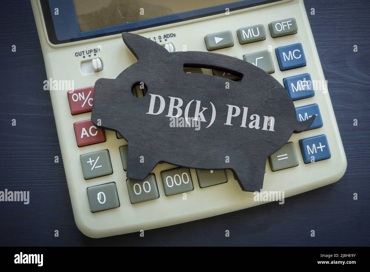Piggy bank with dbk plan. Retirement concept Stock Photo - Alamy