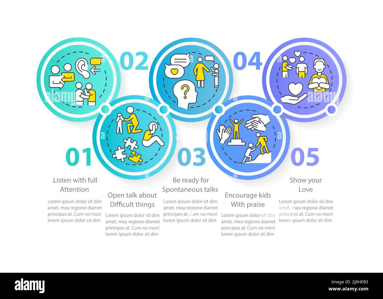 Positive communication blue circle infographic template Stock Vector ...