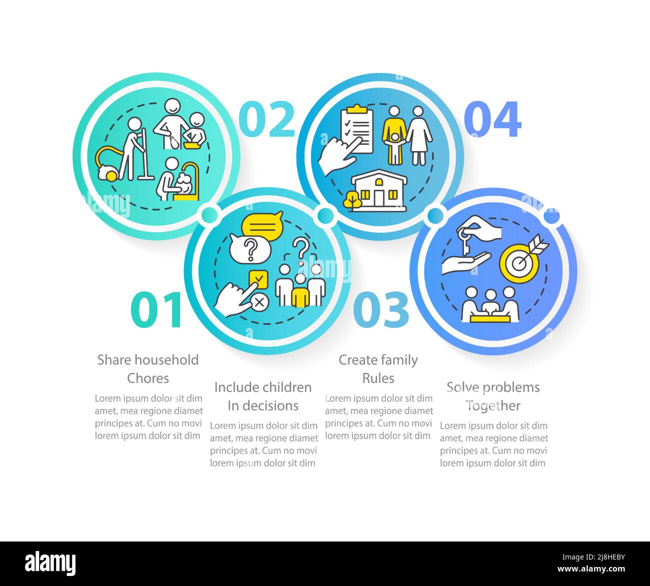 Encouraging teamwork blue circle infographic template Stock Vector ...