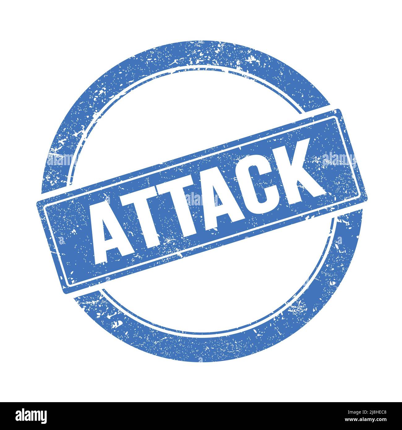 ATTACK text on blue grungy round vintage stamp Stock Photo - Alamy