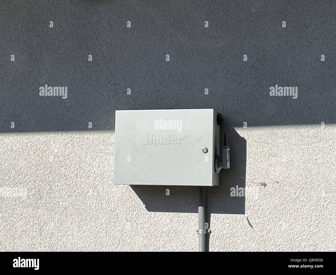 Hunter brand irrigation control box, Moraga, California, February 27 ...