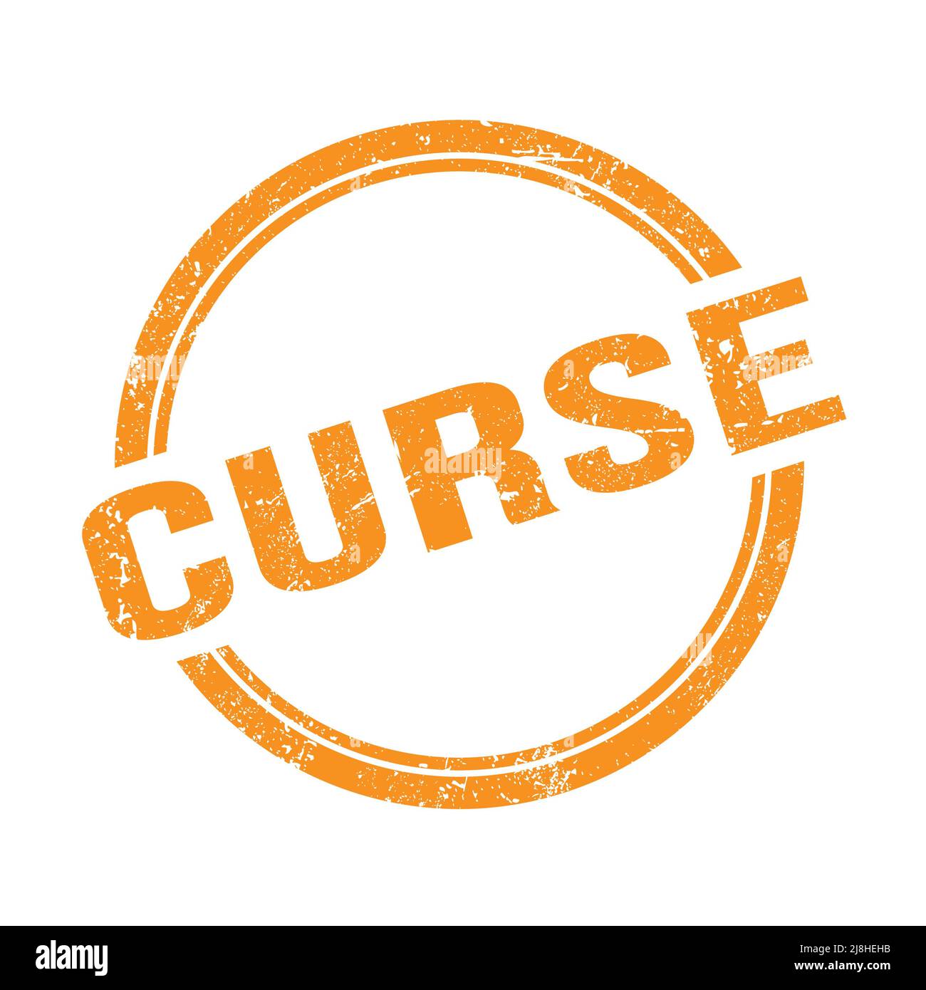 CURSE text written on orange grungy vintage round stamp Stock Photo - Alamy