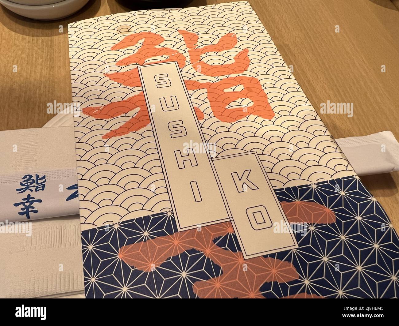 Menu at Sushi Ko Restaurant in Larkspur, California, February 20, 2022 ...