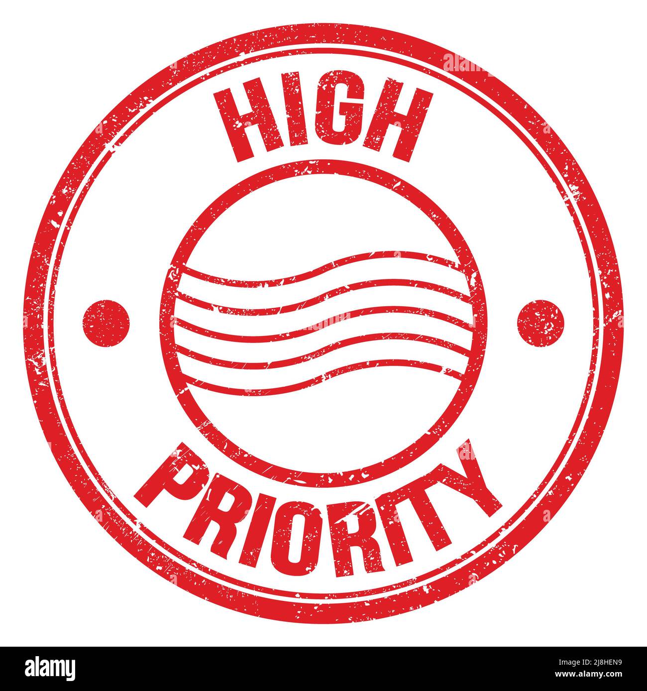 HIGH PRIORITY text written on red round postal stamp sign Stock Photo ...