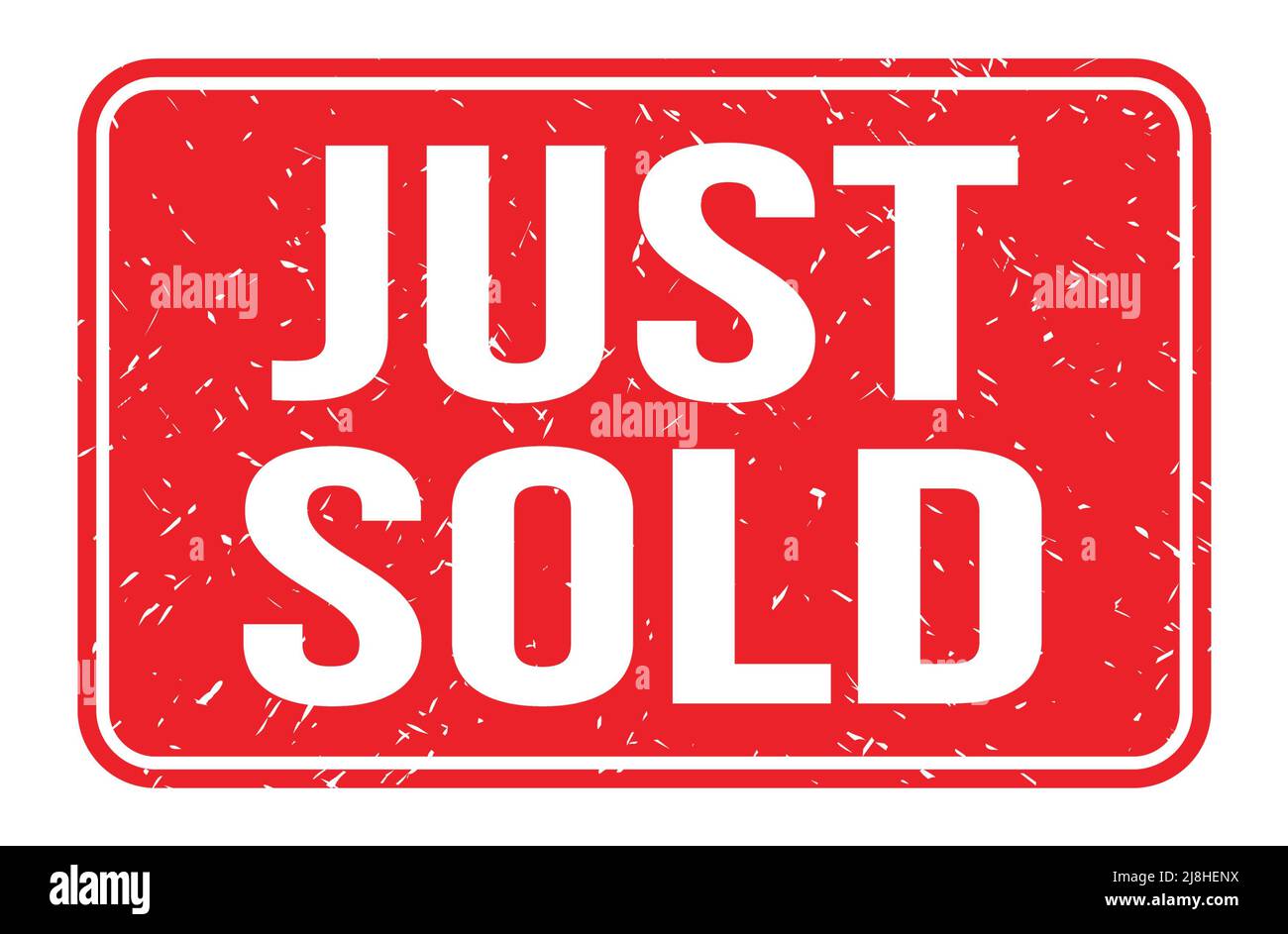 JUST SOLD, words written on red rectangle stamp sign Stock Photo - Alamy